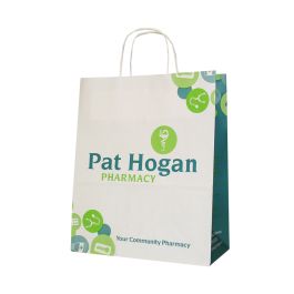 White Pharmacy Paper Bags with Twisted Handles| Chemist Paper Bags from ...